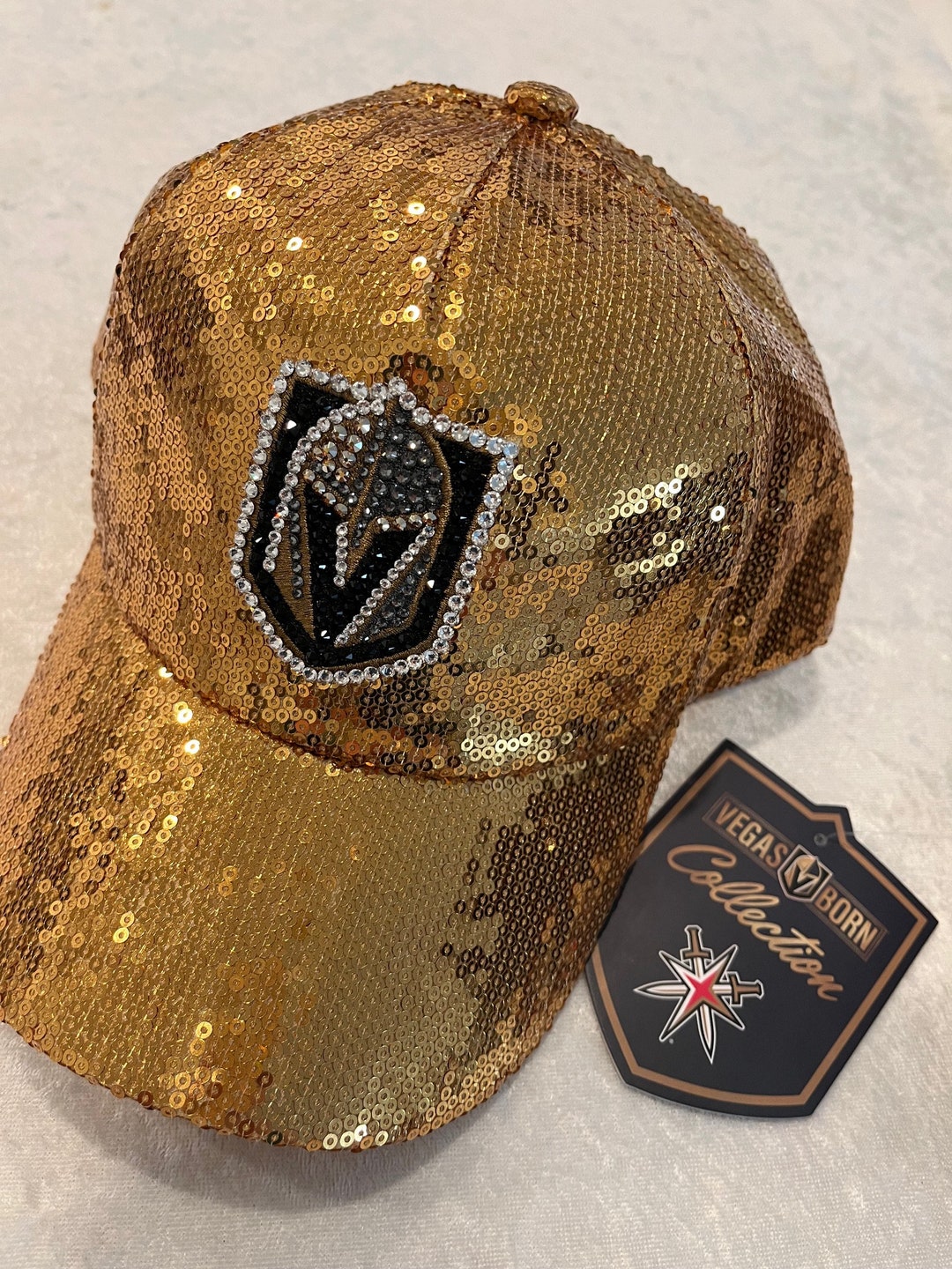 Vegas GOLDEN KNIGHTS Gold Sequin Hat Hand Jeweled With Swarovski ...