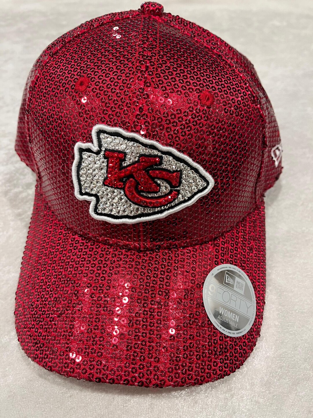 Kansas City CHIEFS Red Sequin Bling Hat: Hand-jeweled SWAROVSKI ...