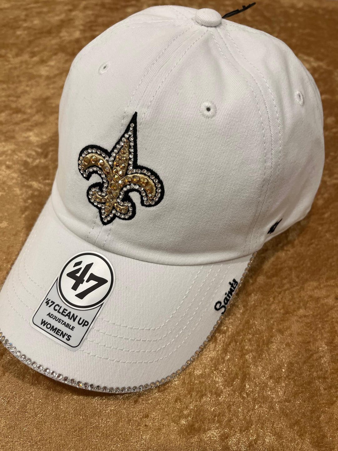 NEW ORLEANS SAINTS White Bling Hat: Hand-jeweled Logo and Visor Edge ...