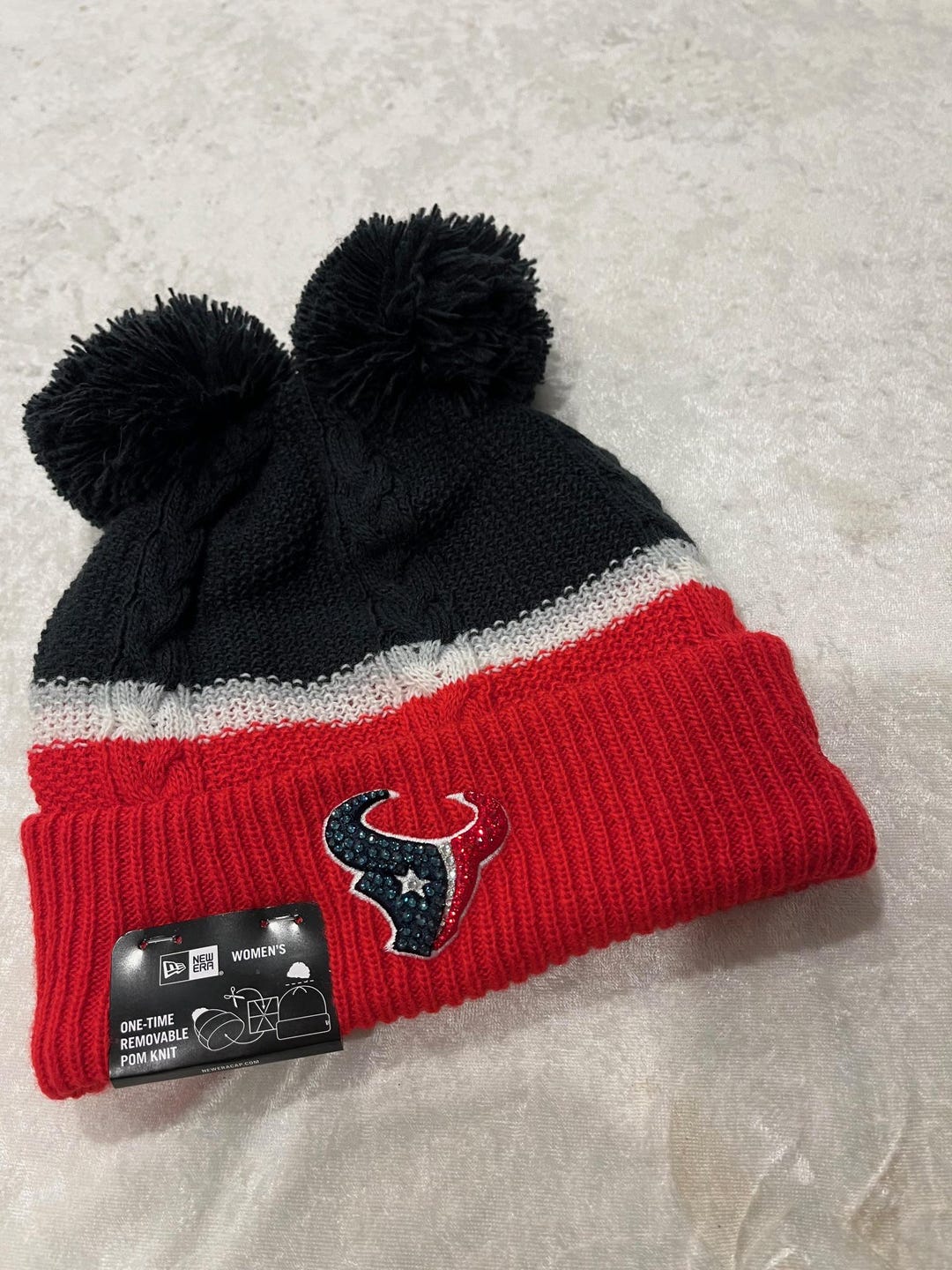 TEXANS Bling Beanie Double Pom: Hand-jeweled Swarovski Crystals Houston ...
