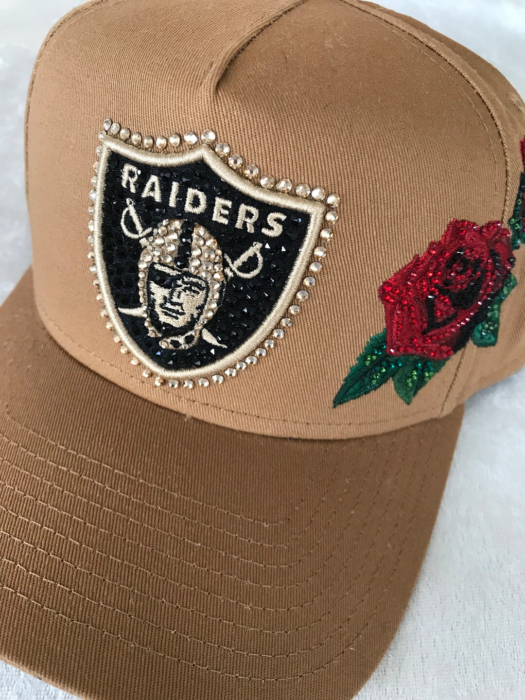 RAIDERS Bling Hat Gold Red Rose Cap 400 Genuine Crystals Hand - Etsy