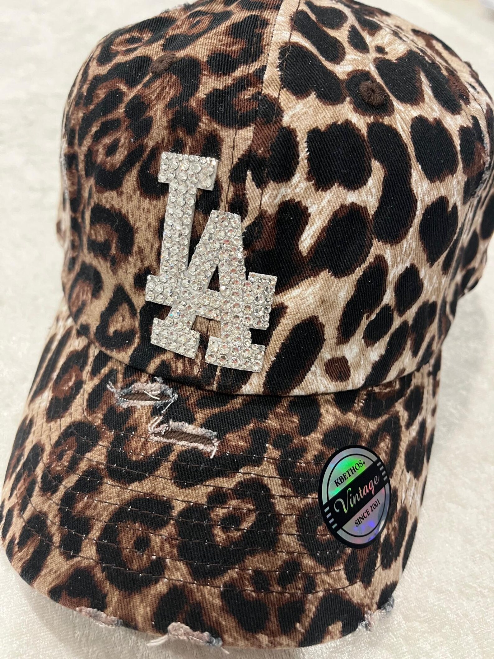 LA Leopard Distressed Hat: Hand-jeweled Swarovski Crystal Cap - Etsy