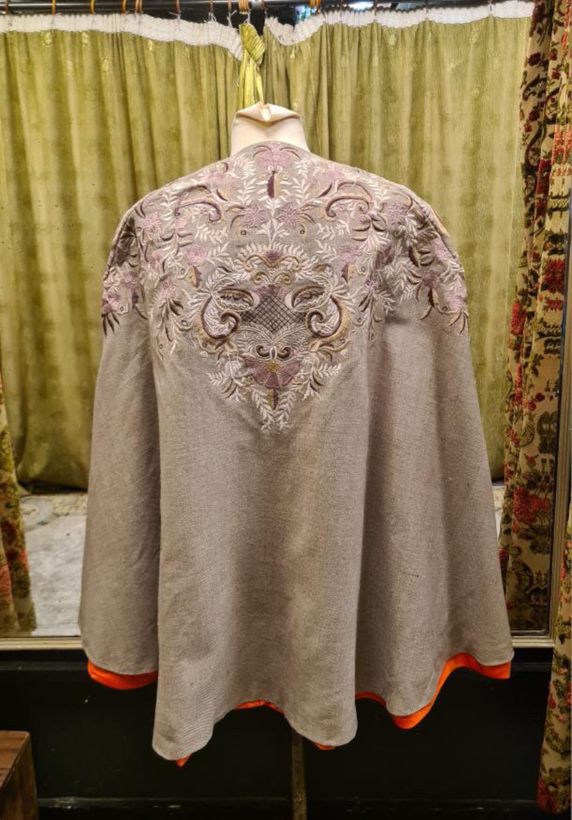 Grey Floral Embroidered Cape - Etsy
