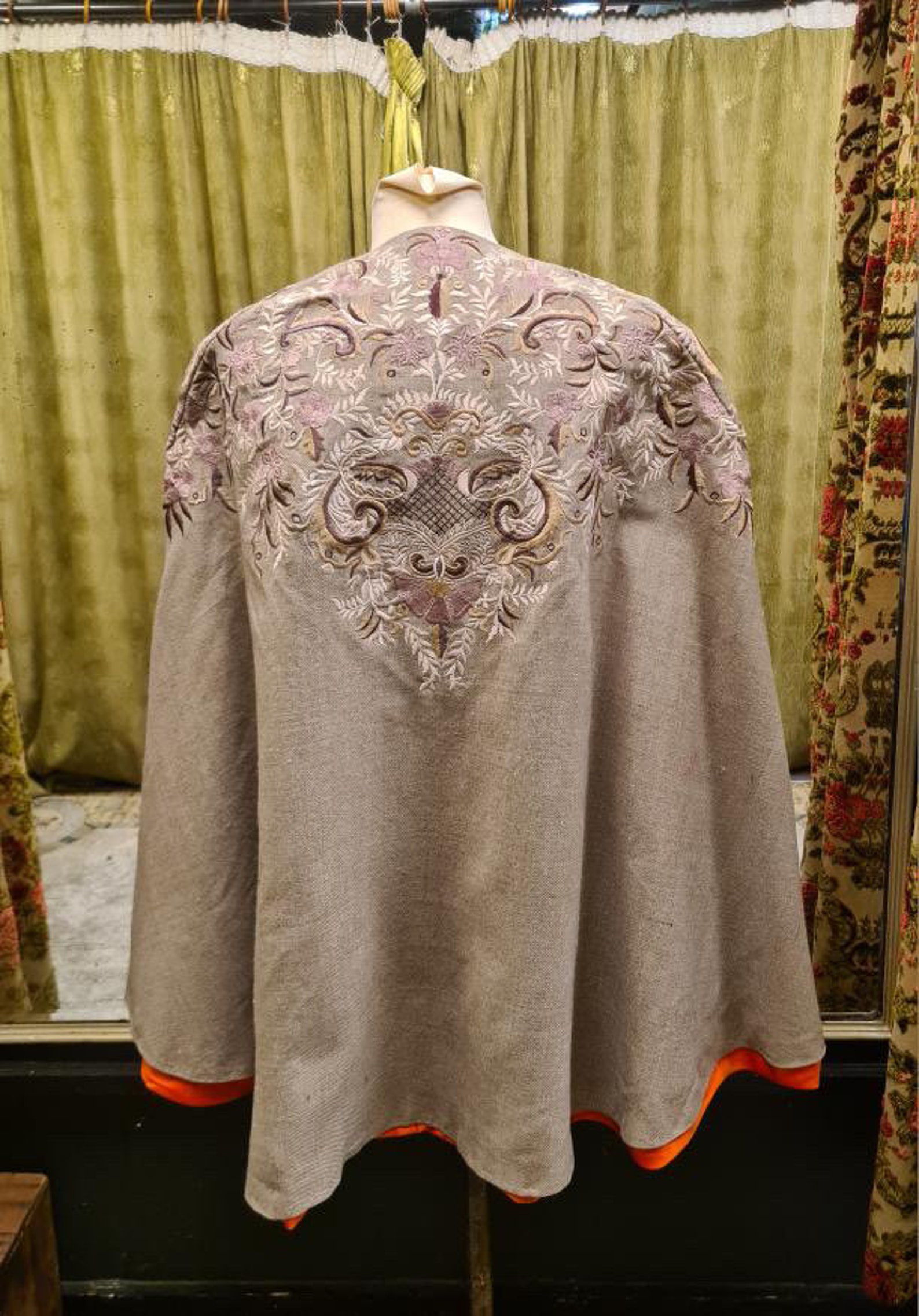 Grey Floral Embroidered Cape - Etsy
