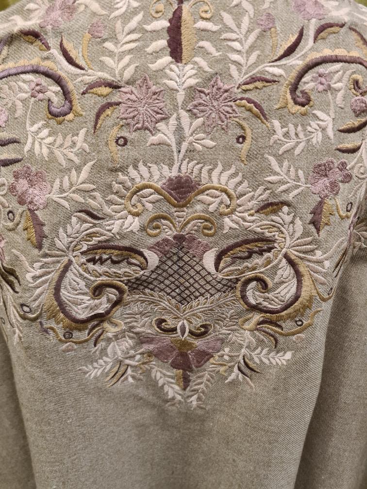 Grey Floral Embroidered Cape - Etsy