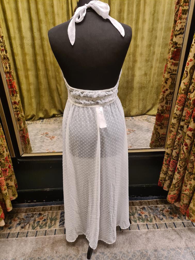 White Sheer Halter Neck Open Front Dress - Etsy