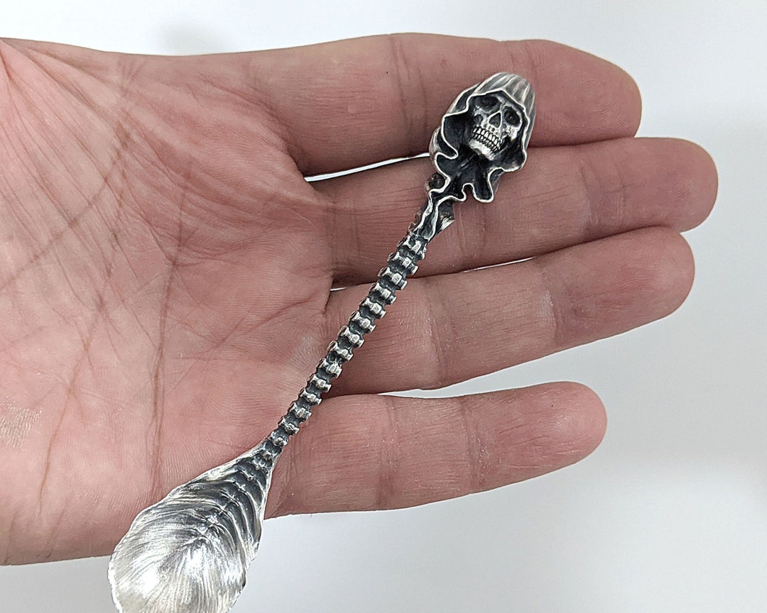 Silver Sugar Spoon Coffee Spoon Tablespoon Gothic Skeleton - Etsy