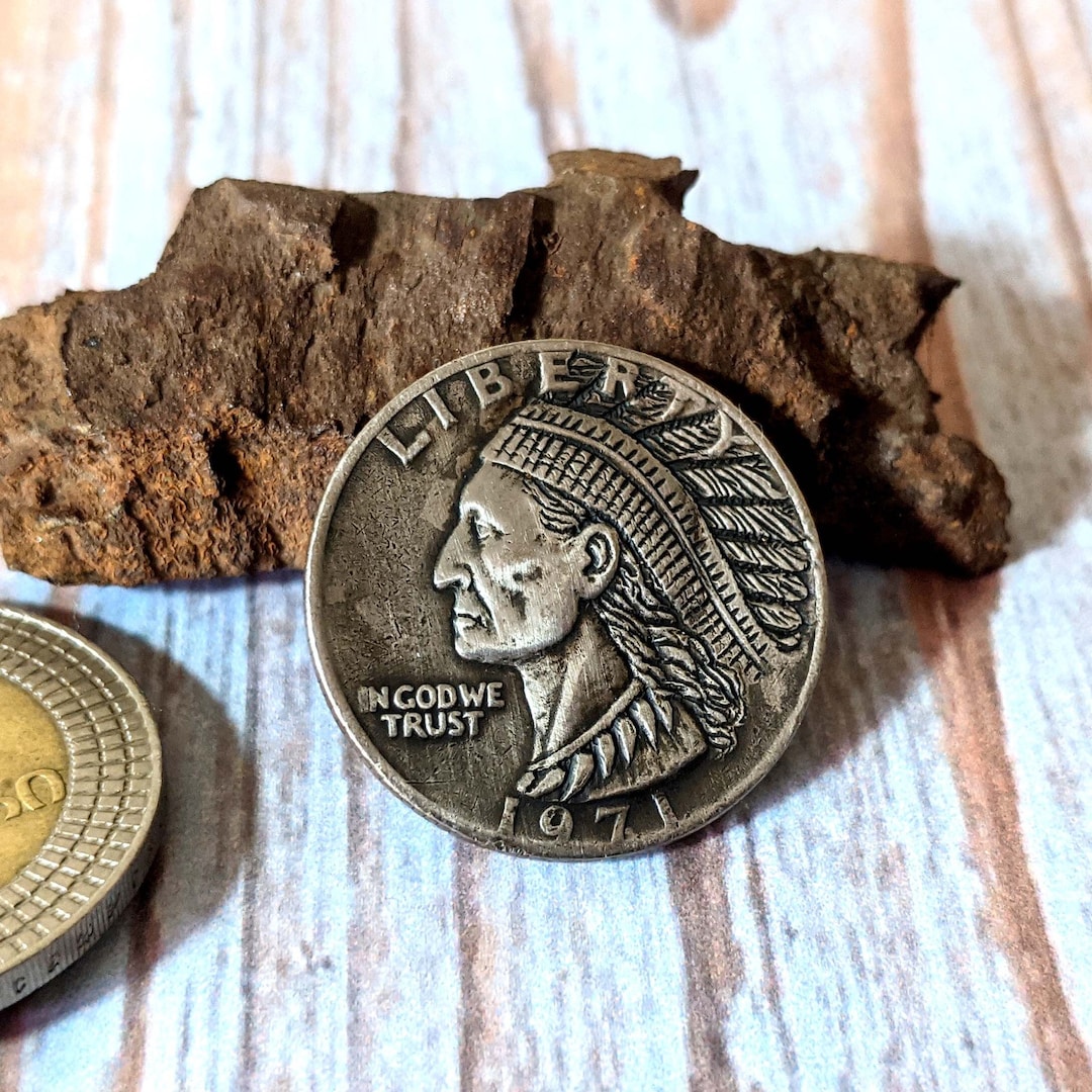 Unique Hobo Nickel Carving on Genuine US Half Dollar Coin: A One-of-a ...