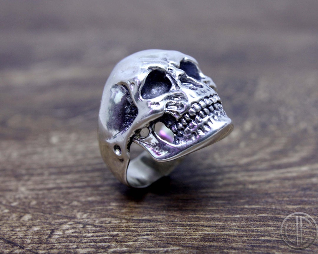Silver Ring Sterling Silver Ring Skull Ring Heavy Metal Black Ring ...