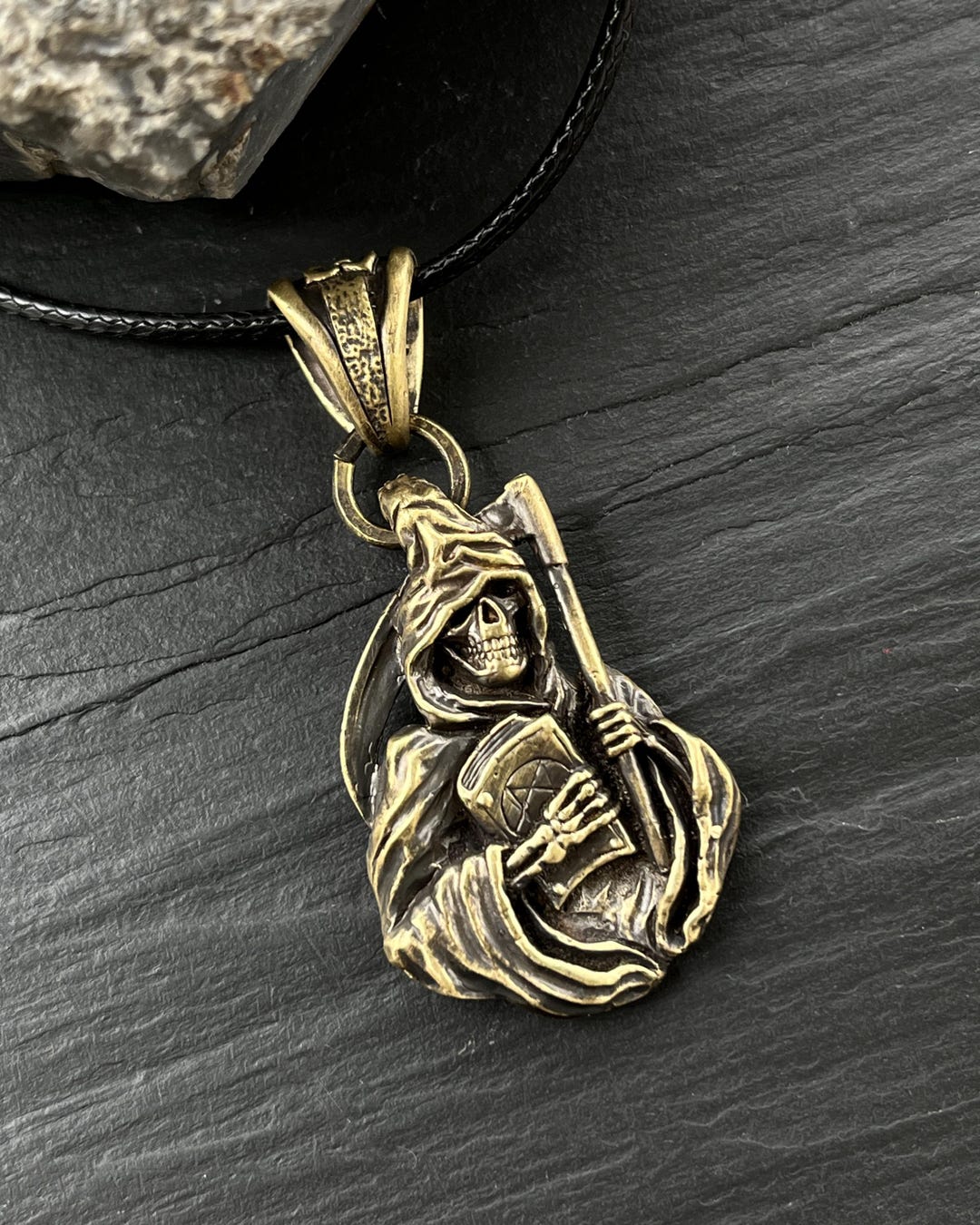 Grim Reaper Pendant Charm Necklaces Antique Brass Gothic Punk Gothic ...
