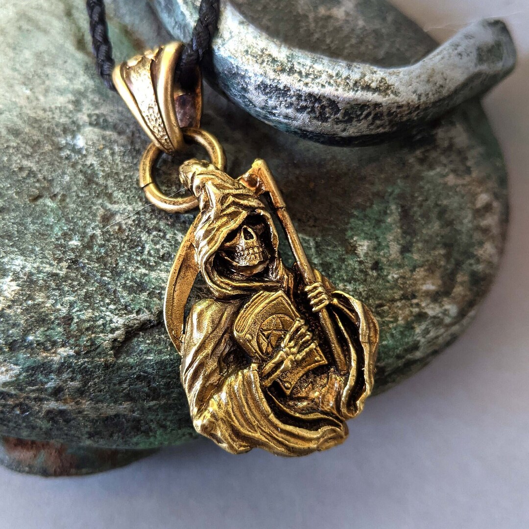 Grim Reaper Pendant Charm Necklaces Antique Brass Gothic Punk Gothic ...