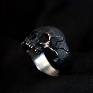 Silver Ring Sterling Silver Ring Skull Ring Heavy Metal Black Ring ...