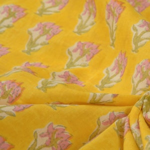 Yellow & Pink Fabric Block Print Cotton Fabric India Fabric - Etsy