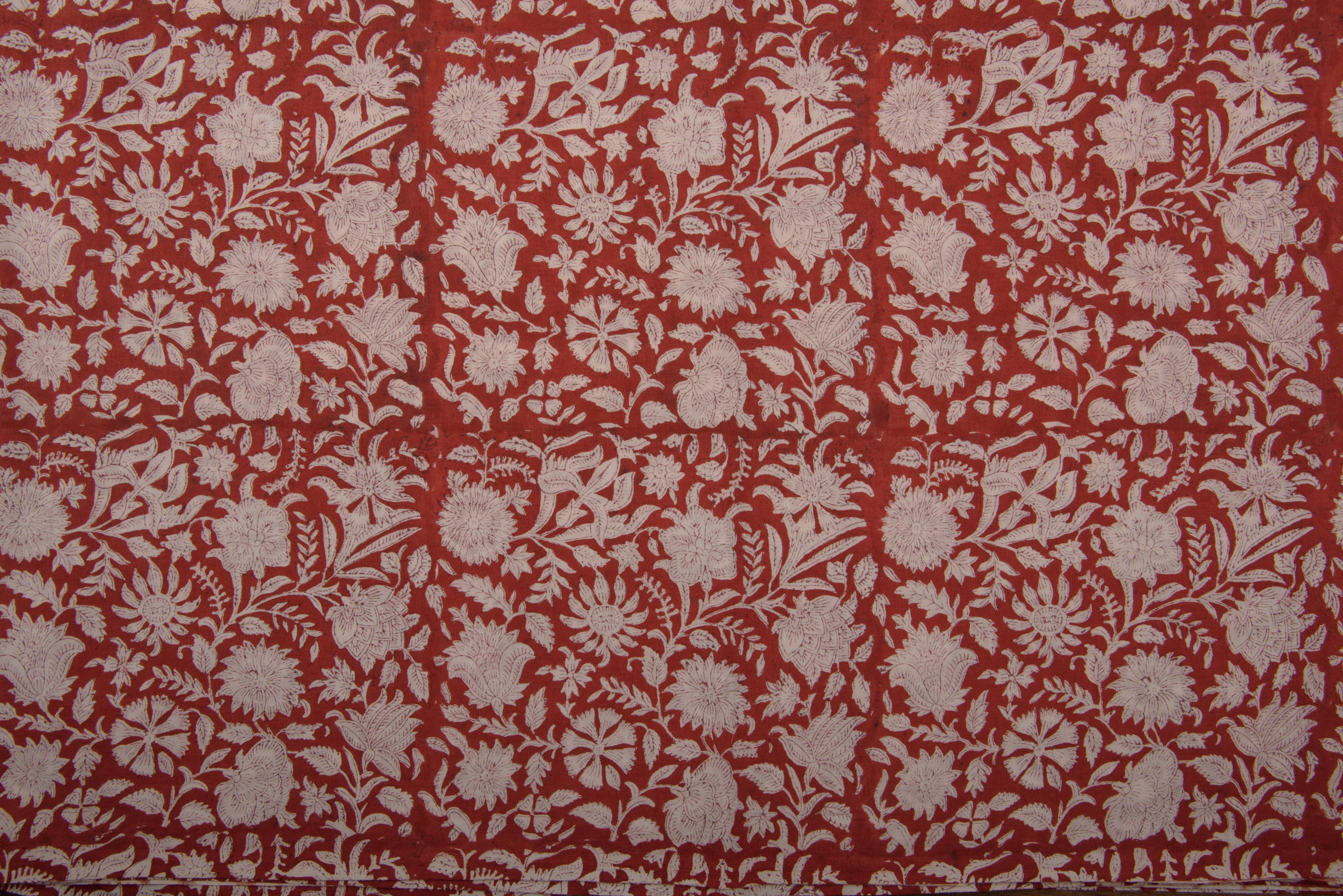 Maroon Floral Print Fabric Block Print Cotton Fabric India - Etsy