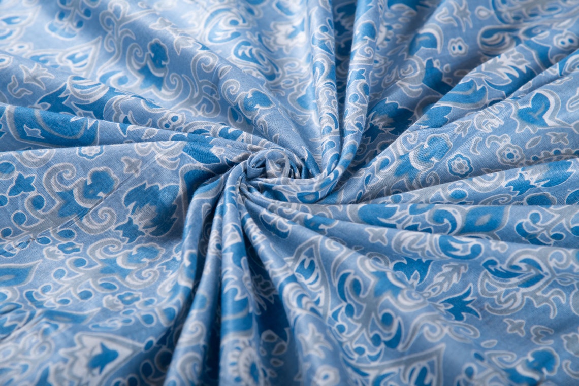 Beautiful Ocean Blue Soft Fabric Cotton Print India Fabric - Etsy
