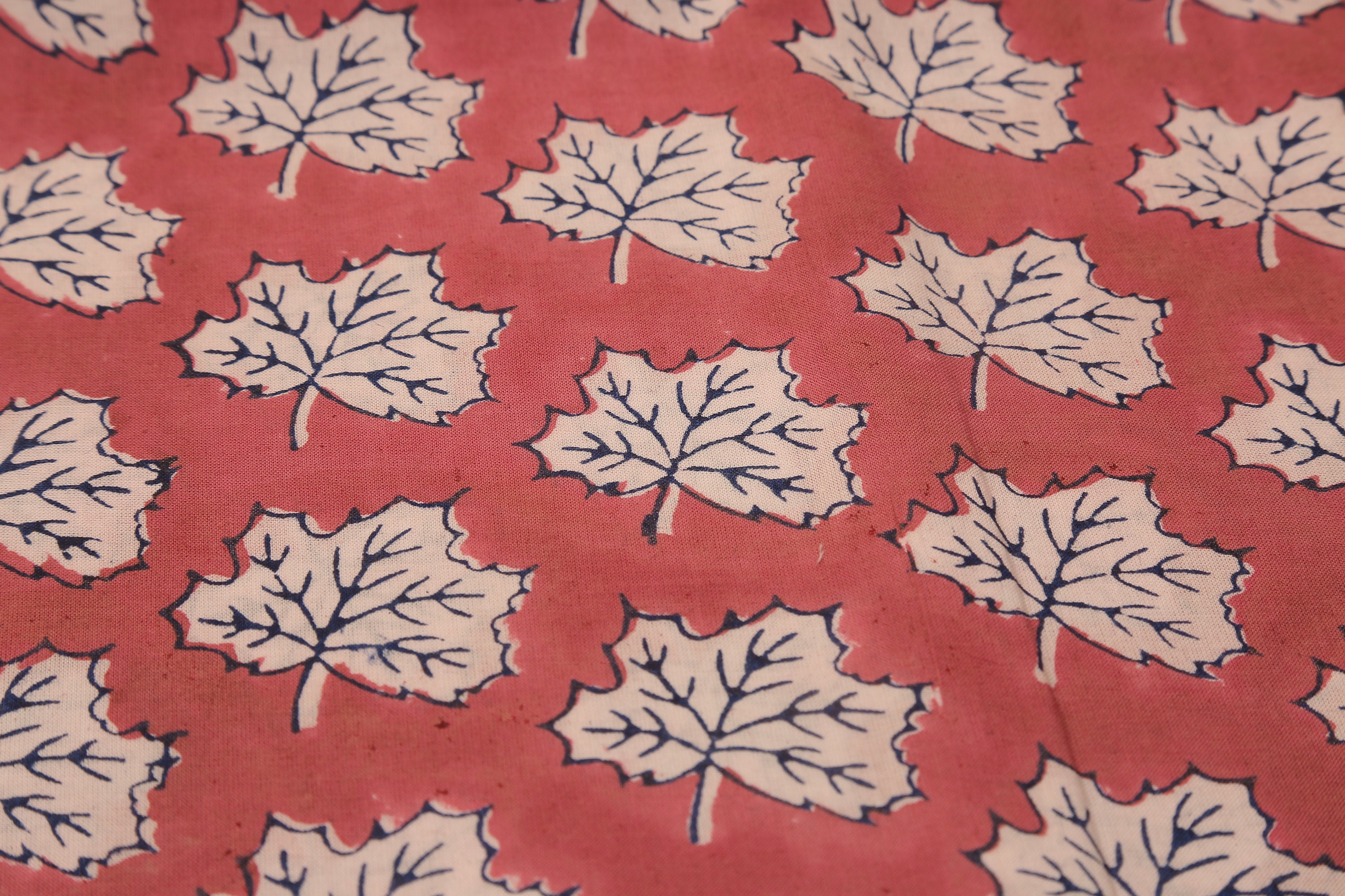 Beautiful Redwood Leaf Print Fabric Block Print Fabric | Etsy India