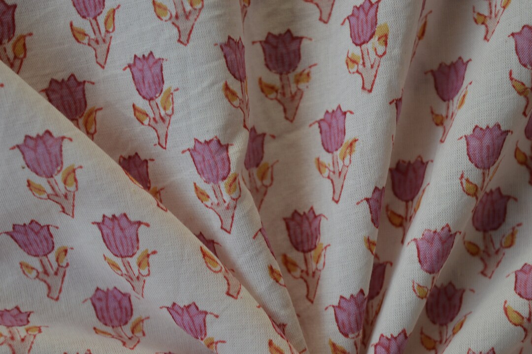 Small Motif Cotton Block Print Indian Fabric, Soft Mughal Hand Block ...