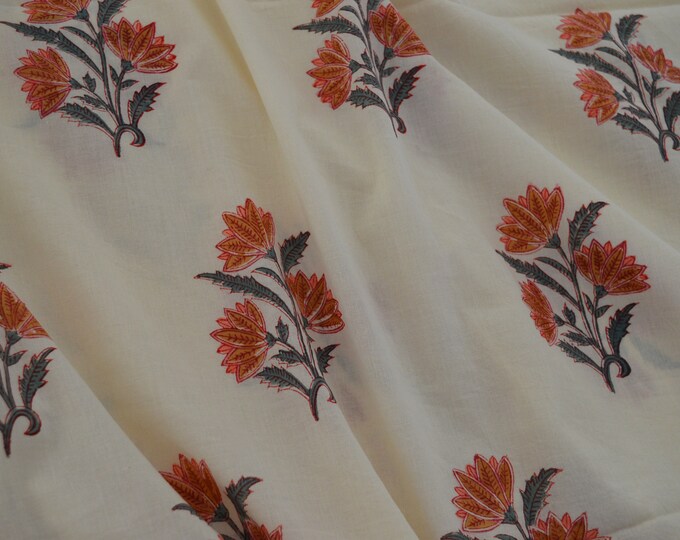 Mughal Print Soft Cotton Block Print Indian 100% Pure Cotton Cloth ...