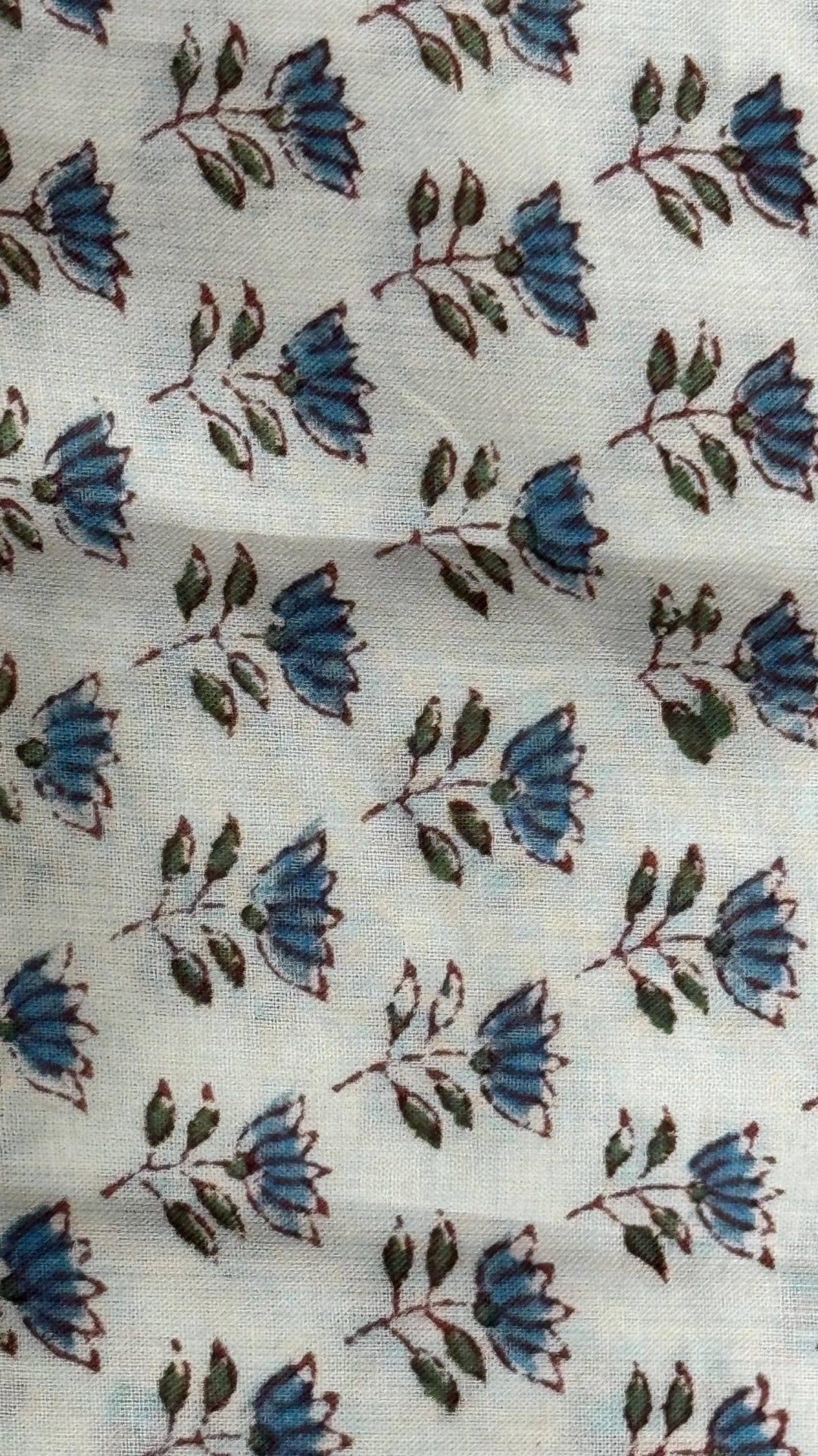 Blue Motif Block Print, Dressmaking Fabric, 100% Pure Cotton Fabric by ...