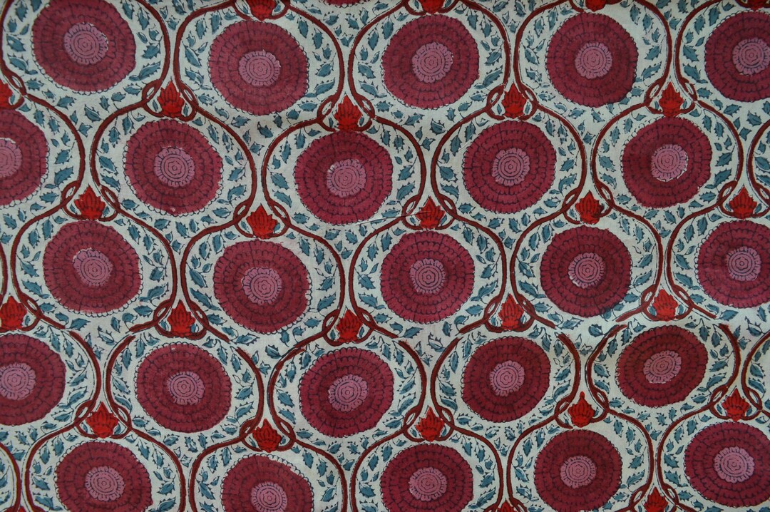 Traditional Rajasthan Print Cotton Fabric Ornamental Medallions, Ethnic ...