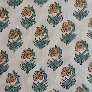 Small Motif Block Print Fabric by the Yard Cotton Print Fabric, Indian ...
