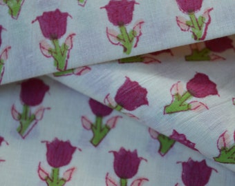 Fabric by the Yard, Pink Cotton India Block Print Fabric, India Fabric ...