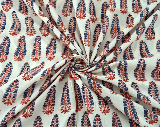 Mughal Print Soft Cotton Block Print Indian 100% Pure Cotton Cloth ...