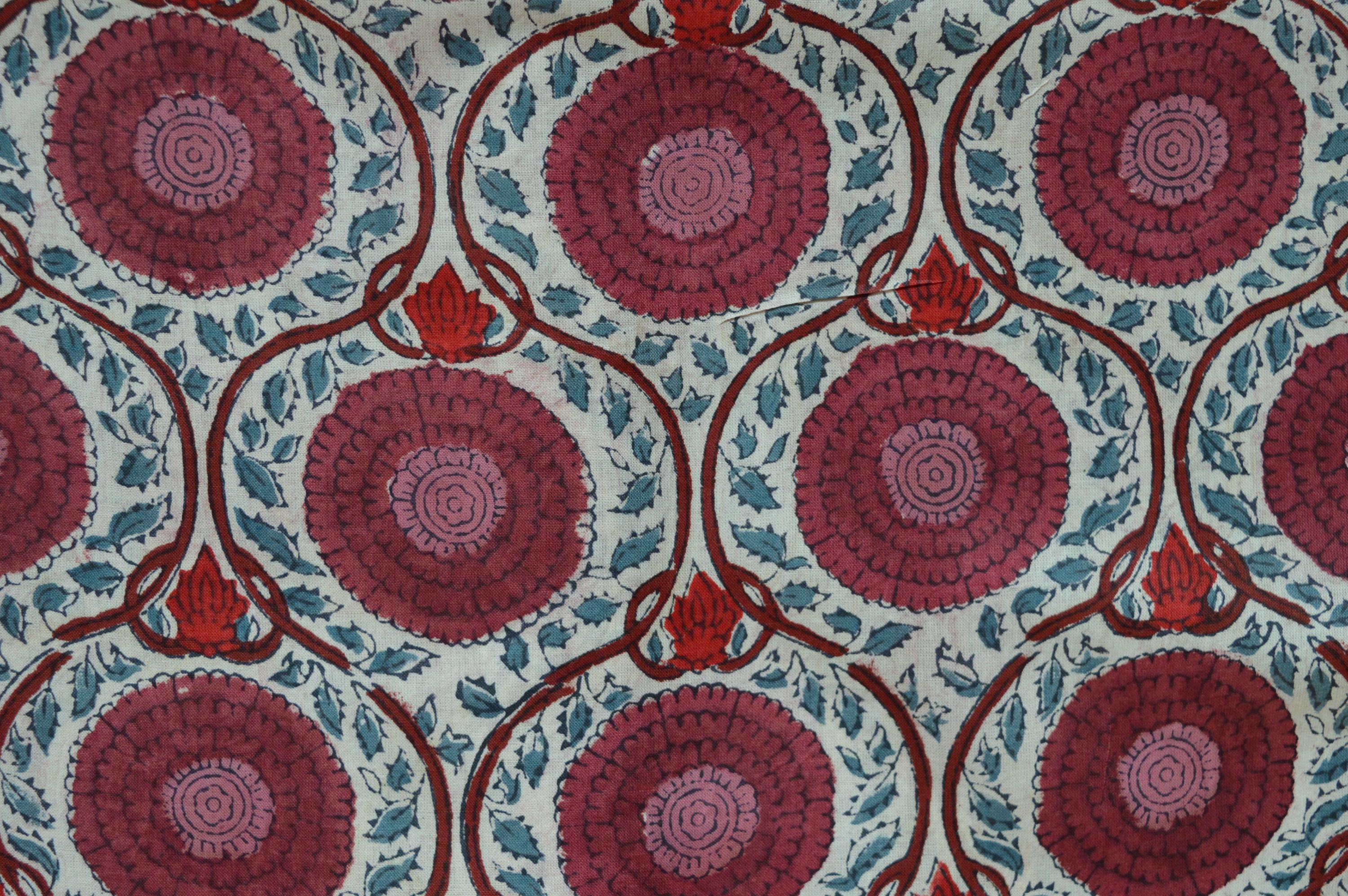 Traditional Rajasthan Print Cotton Fabric Ornamental Medallions, Ethnic ...