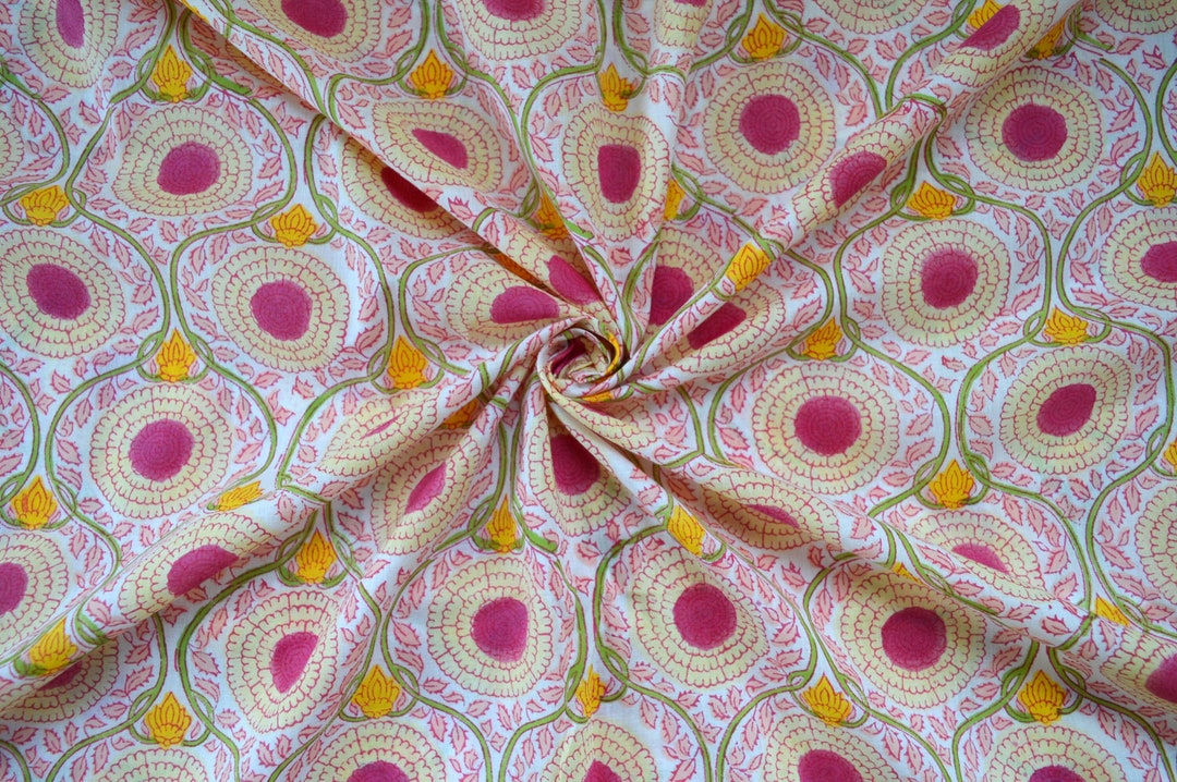 Cotton Block Print Indian 100% Pure Cotton Cloth Mughal Print Soft ...