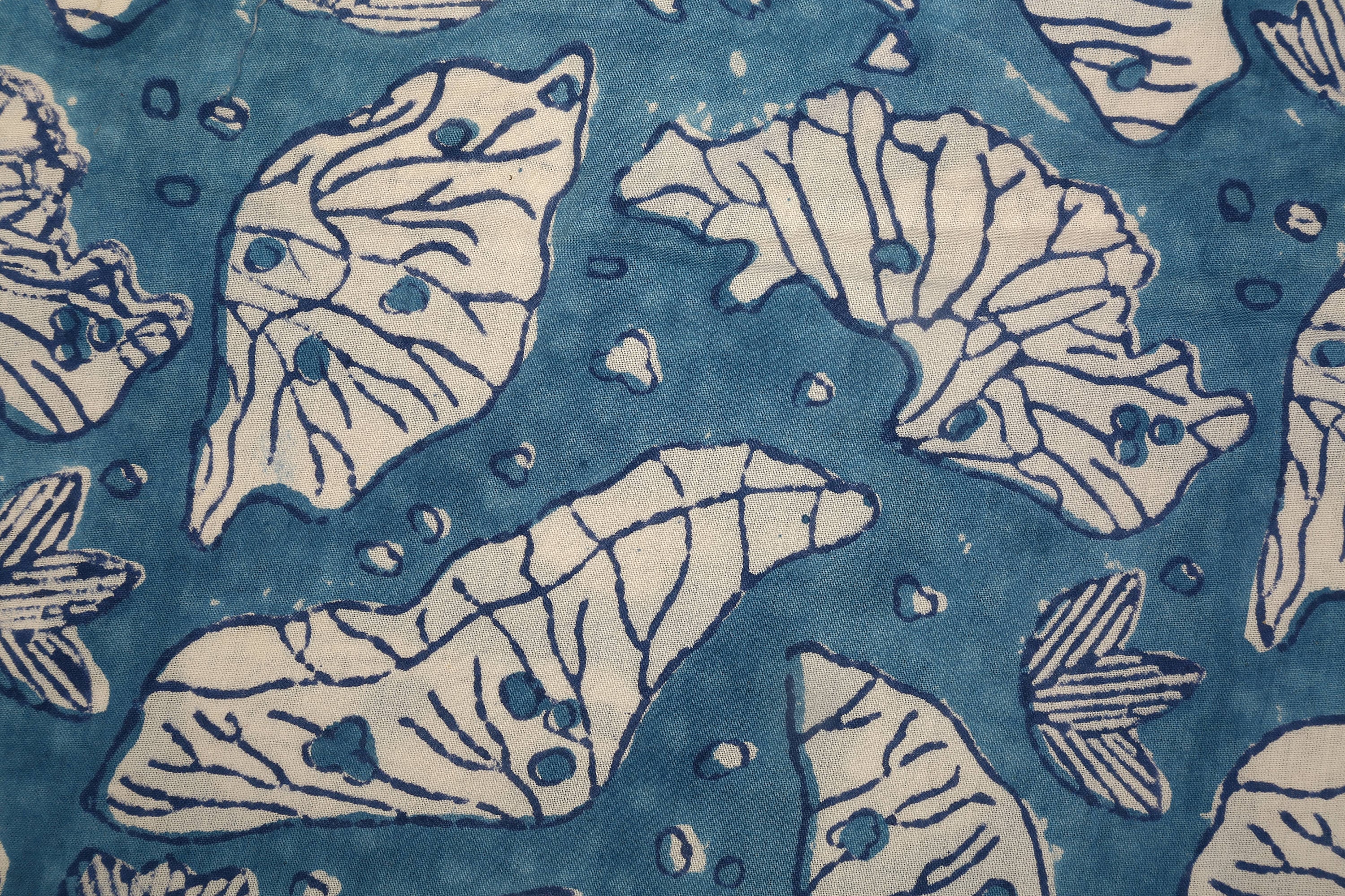 Ocean Blue Fabric Cotton Fabric by Yard Block Print Fabric - Etsy