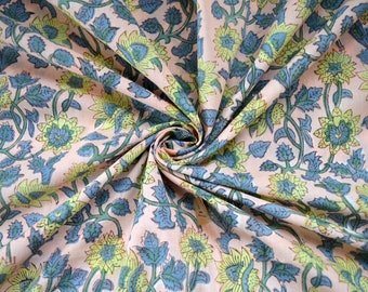 Mughal Print Fabric With Olive Ground 100% Cotton Hand Block Print ...