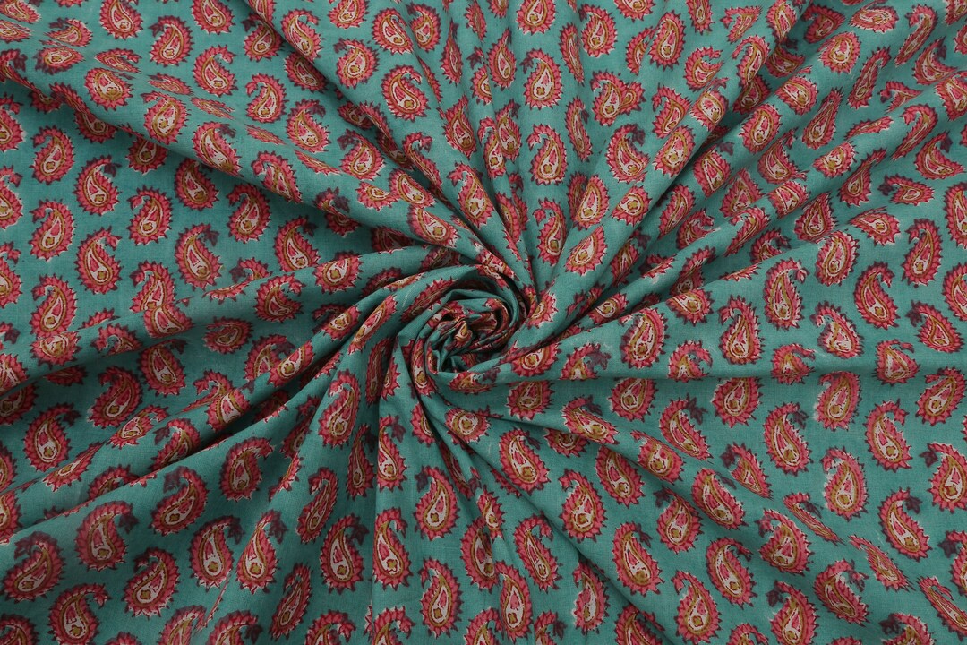 Small Print Cotton Fabric, Hand Block Print Fabric of India, Gray ...