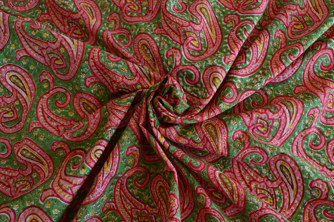 Beautiful Paisley Print, Pink Fabric, Pink Paisley, Hand Block Print ...