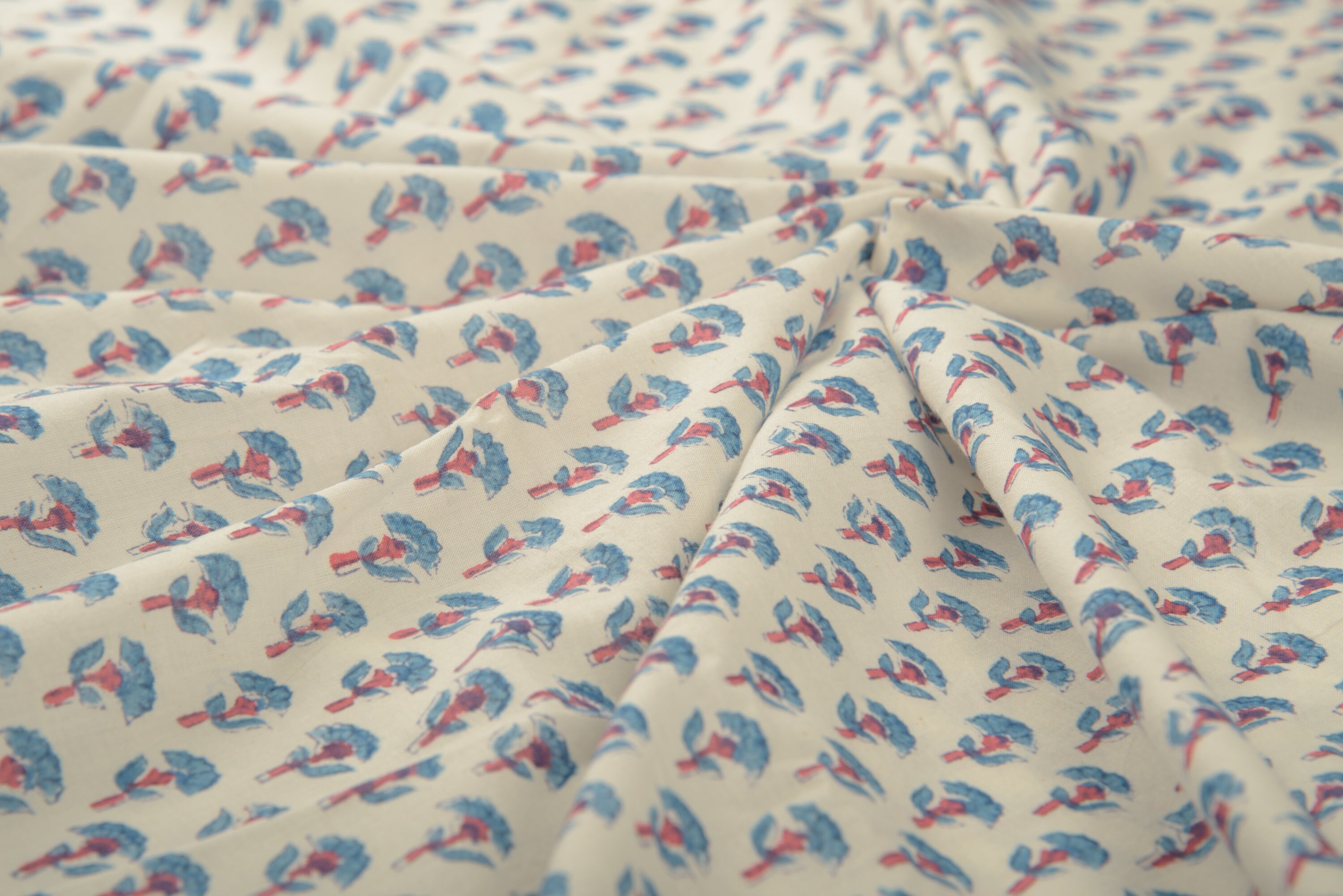 Blue Block Print Fabric Hand Block Print Cotton Fabric India - Etsy