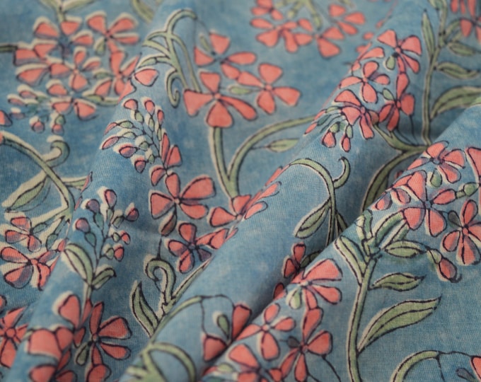 Indian 100% Pure Cotton Cloth Soft Cotton Block Print, Fabric by the ...