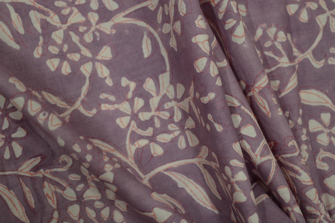 Beautiful Purple Hand Block Print Fabric Sold by the Yard, Indian ...