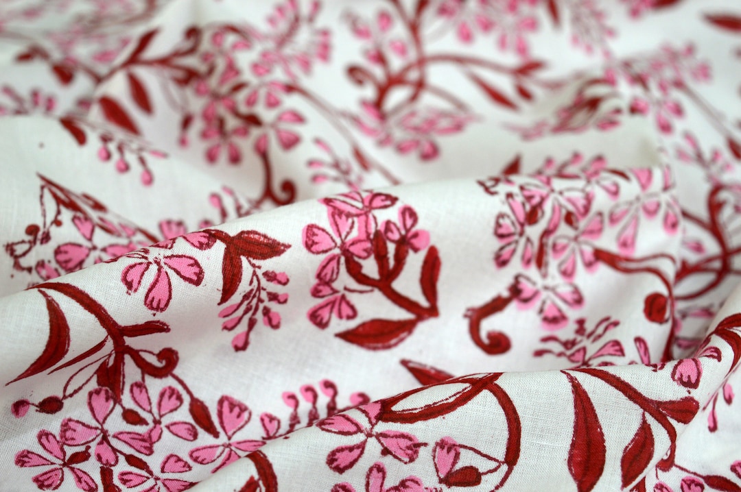 Beautiful Floral Print Fabric, Block Print Fabric, India Fabric, Fabric ...