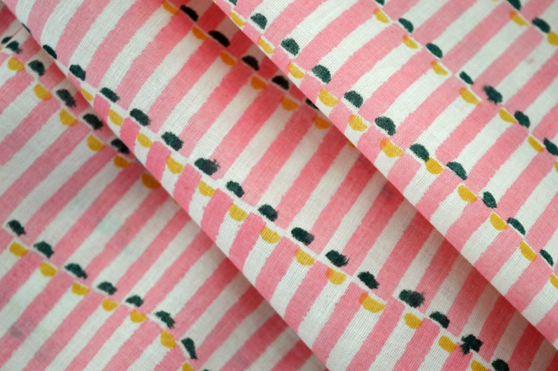 Fabric by the Yard, Pink Cotton India Block Print Fabric, India Fabric ...
