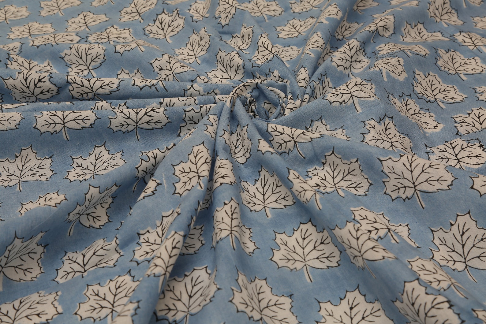 Blue Leaf Soft Fabric Printed Cotton Fabric Indian Fabric - Etsy