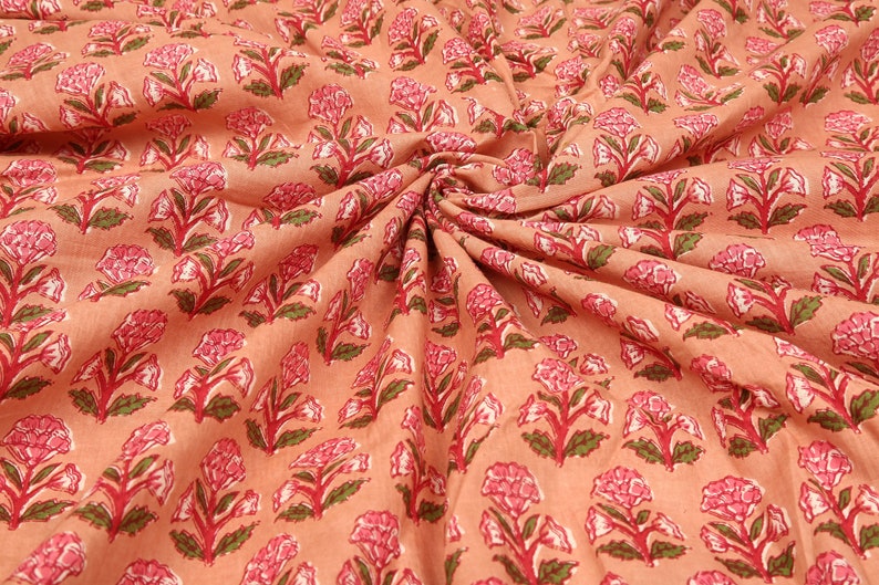 Peach and Pink Fabric Cotton Fabric by Yard Screen Print - Etsy