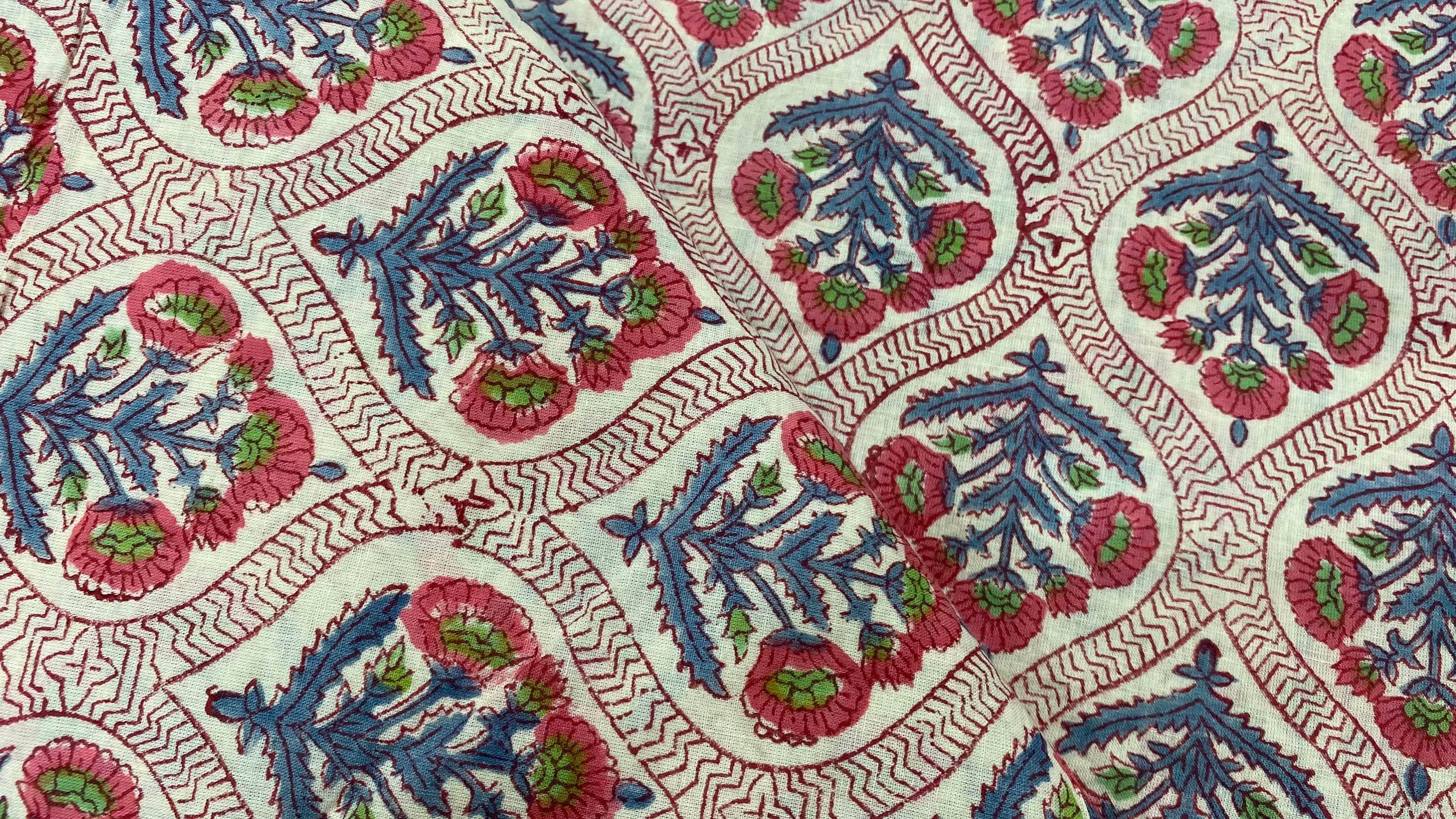 Mughal Cotton Fabric by Yard Block Print Fabric India - Etsy