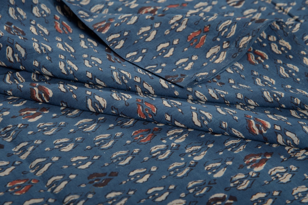 Indigo Cotton Fabric by the Yard: Hand Block Print, Natural Dye - Etsy