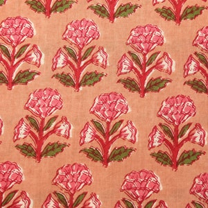 Peach and Pink Fabric, Cotton Fabric by Yard, Screen Print Fabric ...