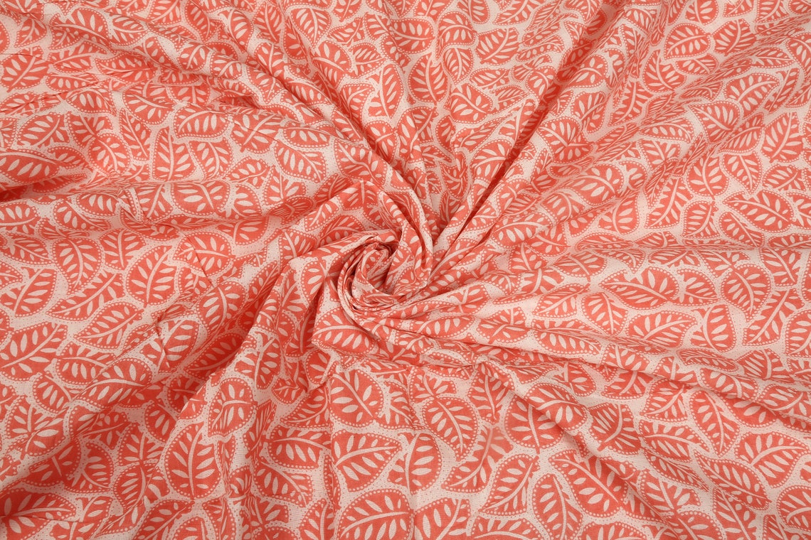 Orange Cotton Fabric by Yard Screen Print Fabric India - Etsy