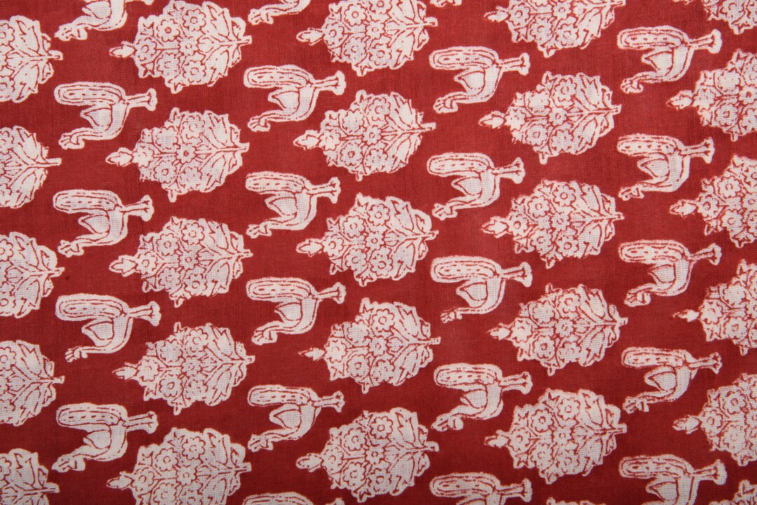 Bird Print Maroon Cotton Fabric, Floral Fabric- Fabric by the Yard ...
