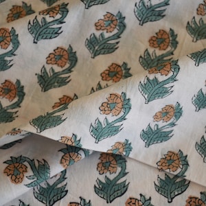 Small Motif Block Print Fabric by the Yard Cotton Print Fabric, Indian ...