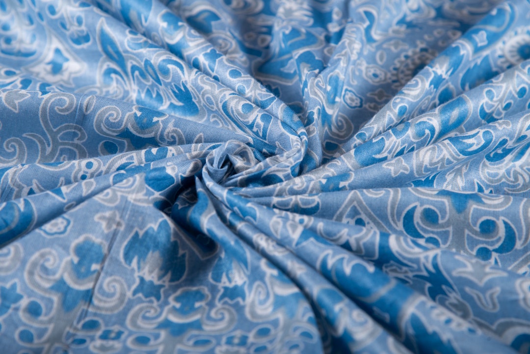 Beautiful Ocean Blue Soft Fabric, Cotton Print India Fabric Sold by ...