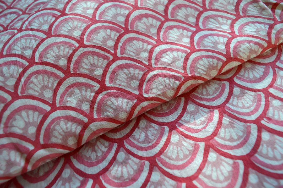 Pink Fabric, Block Print Fabric, India Fabric, Fabric by the Yard ...
