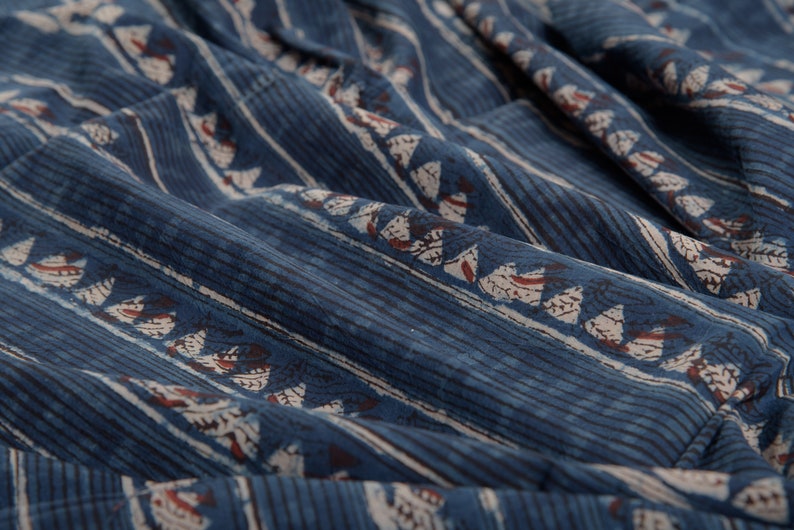Indigo Blue Fabric, Fabric by the Yard, Indian Fabric, Cotton Fabric ...