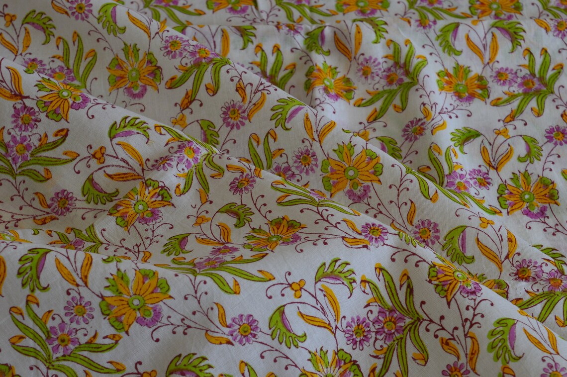 Beautiful Hand Block Print Fabric Floral Print Cotton Fabric - Etsy